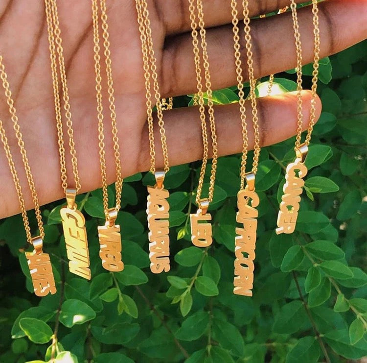 Zodiac Block Necklaces – Stardust & Sage